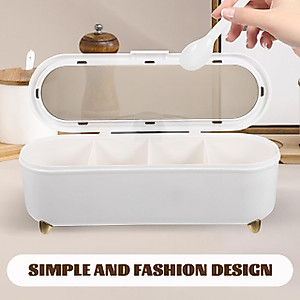 Hemoton Flatware Tray with Lids Plastic Cutlery Storage Box Kitchen Cutlery Utensil Drawer Organizer with Cover Silverware Countertop Storage Containers (White)