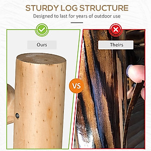 Outsunny 2-Person Wood Rocking Chair with Log Design, Heavy Duty Loveseat with Wide Curved Seats for Patio, Backyard, Garden, Natural