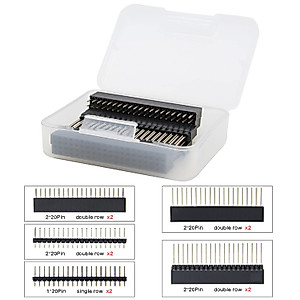 Geekworm 2x20 40 Pin Stacking Female Header Kit for Raspberry Pi 5/4B/3B+/3B/2B/B+/A+/Zero W/Zero 2 W(5 Specifications 10Pcs), Raspberry Pi GPIO Stacking Header/Extender, Raspberry Pi Pico Header Pack