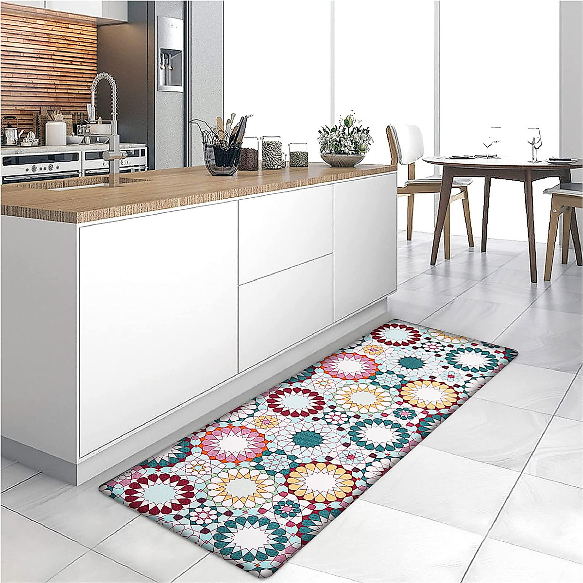 Runner Rug,17" x59" Memory Foam Laundry Room Rug for Floor Bohe Extra Thick Kitchen Mat,PVC Water Proof/No Slip/Anti Fatigue Throw Carpet for Kitchen Laundry Sink (Red)