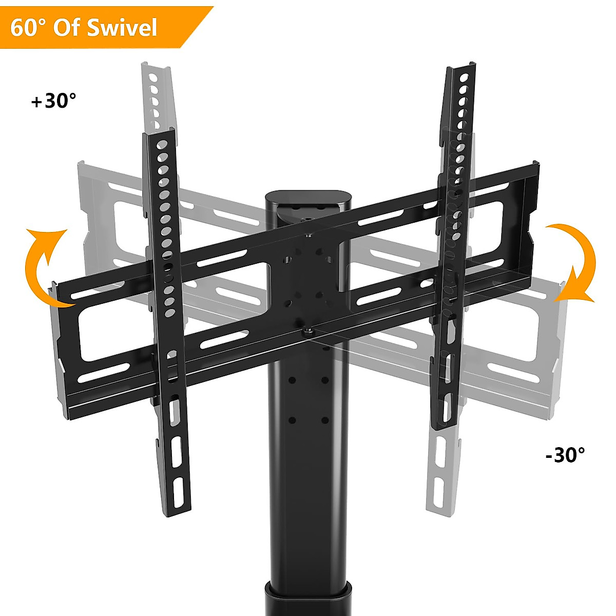 5Rcom Universal TV Floor Stand with 2 Shelves for 27 32 37 42 47 50 55 65 inch Tall LCD LED Flat or Curved Screens TVs Skinny TV Stand with Swivel Mount and Height Adjustable, Black