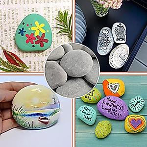 35 River Rocks for Painting, Painting Rocks Bulk for Adults, 2-3 Inches Craft Rocks, Flat Rocks for Painting, Smooth Painting Rocks for DIY Project, Gray Kindness Stones for Family Time