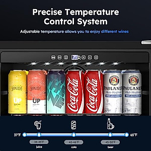 24 Inch Beverage Refrigerator, 190 Cans Built-in/Freestanding Beverage Cooler, Digital Memory Under Counter Beer Fridge with Glass Door, Safety Locks, Removeable Racks (Glass Door)