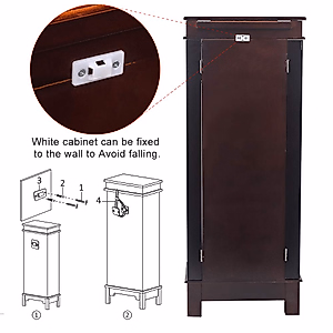 Jewelry Armoire with Mirror, 7 Drawers & 24 Necklace Hooks, 2 Side Swing Doors(Black Brown) (17.8 x 13 x 40)"