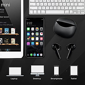 True Wireless Earbuds Bluetooth 5.1 Wireless Headphones with Microphone, IPX7 Waterproof, Charging Case LED Power Display, Deep Bass Crystal-Clear Calls Headset for Sports and Work (BLACK)