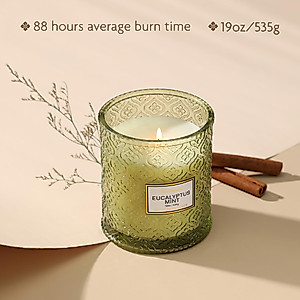 Eucalyptus Mint Scented Candles, Large Natural Soy Candle, 88 Hours Burning Time, Decorative Candles in Glass, Aromatherapy Candle Gift for Women, 19oz