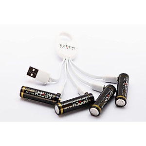 EPOCH AA Battery 1.5V AA Lithium ion Batteries 3450mWh High Capacity with Micro USB Cable, 2 Hours Quick Charge USB AA Rechargeable Batteries 4 Packs