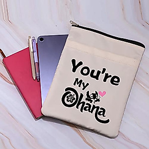 Ohana Book Sleeve Family Book Sack Hawaiian Flower Book Protector Hibiscus Flower Book Cover You’re My Ohana Book Zipper Pouch Cartoon Inspiration Gift for Friends BFF (YouAreMyOBS)