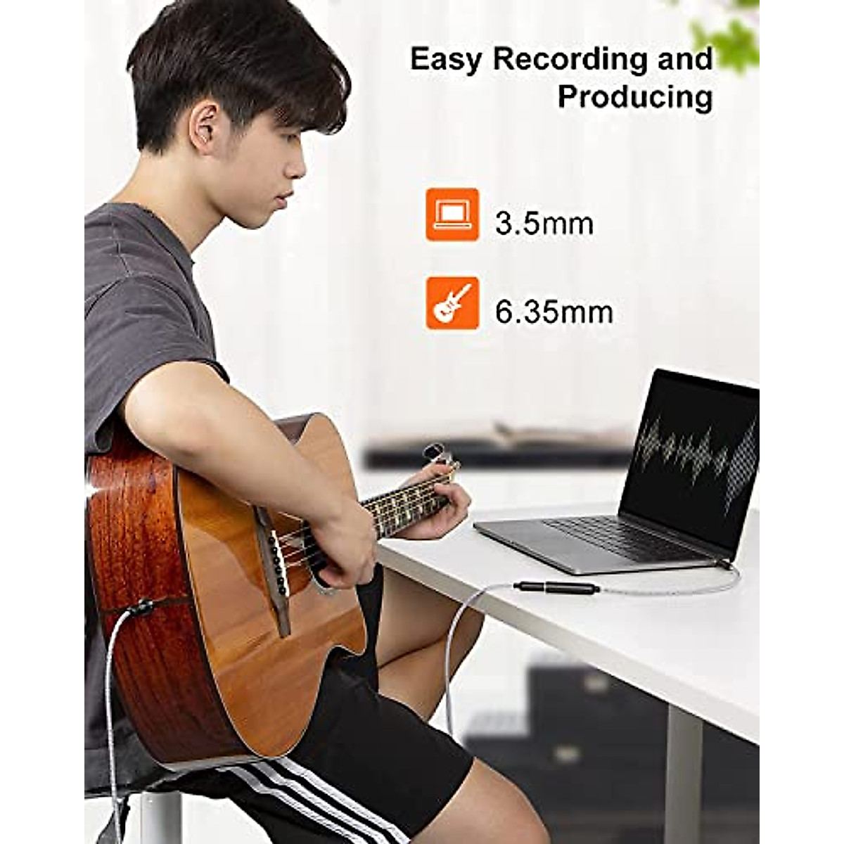 CableCreation 3.5mm to 6.35mm Headphone Adapter 1FT, TRS 6.35 (1/4 inch) Female to 3.5 (1/8 inch) Male Adapter Cable for Amplifier, Guitar, Headphone, Home Theater Devices, Laptop, Phone