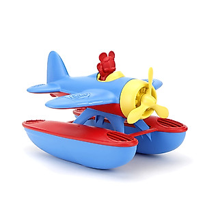 Green Toys Disney Baby Exclusive Mickey Mouse Seaplane, Blue/Red - Pretend Play, Motor Skills, Kids Bath Toy Floating Vehicle. No BPA, phthalates, PVC. Dishwasher Safe, Recycled Plastic, Made in USA.