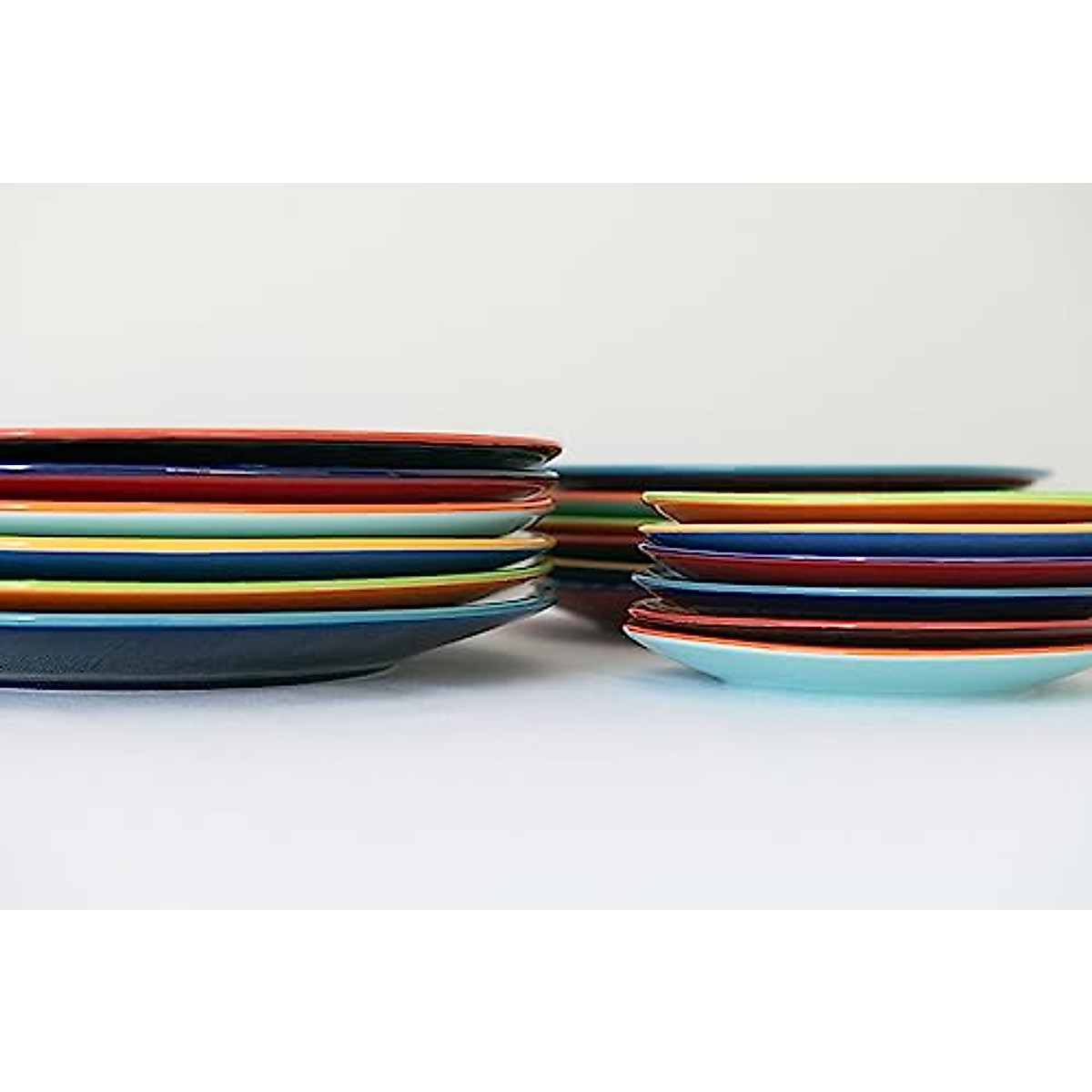 Annovero Dinner Plate Set - Set of 6 Dinnerware for Salad, Dessert, Pasta, Entrées, Colorful Stoneware Dishes for Kitchen, Microwave and Oven Safe, 10.5 Inch Diameter