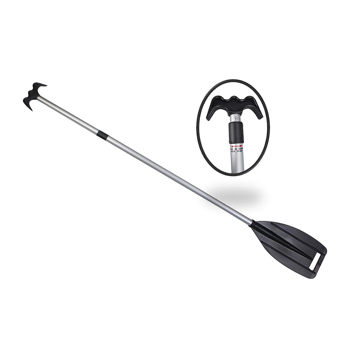 Pactrade Marine Boat Kayak Raft Floating Set of 2 Telescopic 45'' - 72'' Oar Paddle & Hook Anodized Aluminum Shaft (2 pcs)