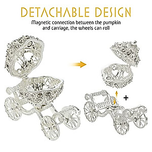 NUOBESTY Crystal Pumpkin Carriage Trinket Box Rhinestone Princess Cinderella Carriage Jewelry Box Hand Painted Jewelry Display Organizer Collectible Figurine Ornament for Women