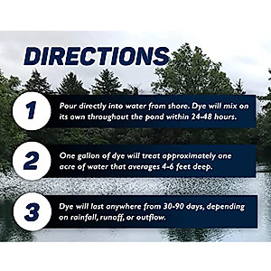 Sapphire Blue Lake & Pond Colorant - 1 Gallon - Deep Dark Blue Color Treats up to 1 Acre - Combination of Crystal Blue & Blackout Pond Dye- Environmentally Friendly Pond Dye