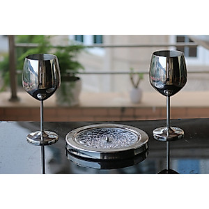 Wine Glass Set, Stainless Steel Long Stem Wine Glasses for White Red Wine Cocktail, Set of 2 Dishwasher Safe No BPA Unbreakable 8 Oz Wine Goblet for Housewarming Travel Outdoor Camp Picnic Formal Use