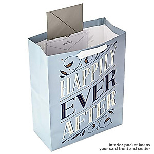 Hallmark 15" Extra Large Gift Bag with Tissue Paper ("Happily Ever After") for Weddings, Engagements, Bridal Showers, Vow Renewals