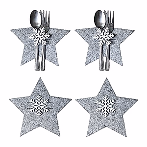 Christmas Cutlery Holders, 12PCS Christmas Silverware Holders Set Non-Toxic Tasteless Cute Knives Forks Spoon Tableware Bags for Dinner Table Setting Christmas Wedding Party Decoration