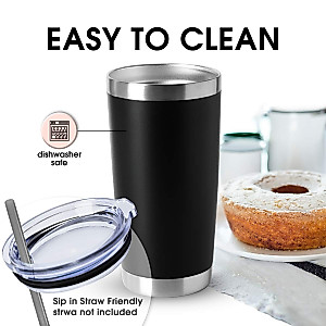 HASLE OUTFITTERS 20oz Tumblers Bulk Stainless Steel Cup with Lid Double Wall Vacuum Insulated Coffee Mug for Cold & Hot Drinks 8 Pack, Black