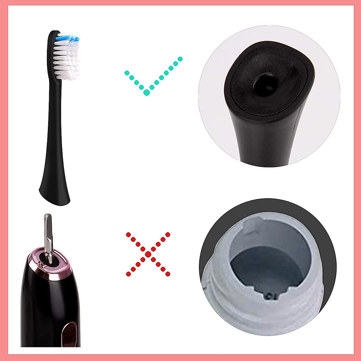 BTFO 2 Pcs Electric Toothbrush Heads for BTFO 1741-01 (Black)