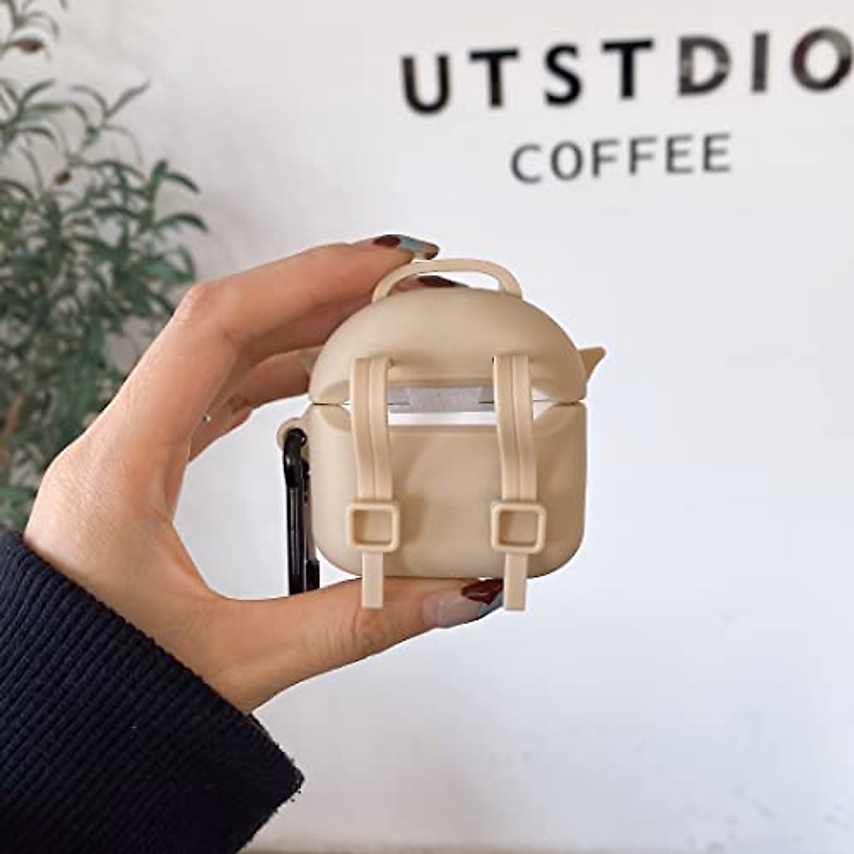 OINbxw Case for Airpods 3 3rd Generation, 3D Cute and Interesting Baby yoda Character Skin Soft Silicone Protective Cover, with Keychain Accessory Set, Suitable for Boys and Girls (Cream Color)