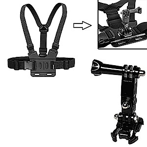 Adjustable Chest Mount Harness Chest Strap Belt for GoPro Hero10, Hero 9, Hero 8, Hero 7 Black, 7 Silver, 7 White, Hero 6, 5, 4, Session, 3+, 3, 2, 1, Hero (2018), 360 Degree Rotate Adapter Holder