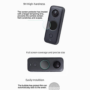 Lens Guard Compatible with Insta360 ONE X2 Screen Protector Kit, Olephobic Fingerprint-proof Screen Protector Screen Tempered Film, Transparent Clear Lens (2Pcs Lens Guard & 4Pcs Screen Protector)