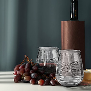 Glaver's Stemless Wine Glasses 21 Oz. Set Of 4 Original Mason Vintage Goblet Beverage Glasses Uses For Your Cocktail Lounge, Whiskey Parties, and Everyday Dinner Table. Dishwasher Safe.