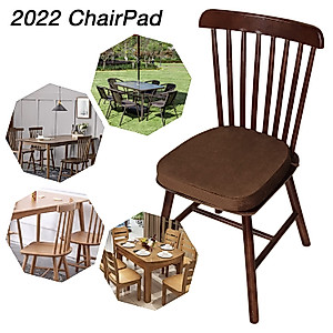 ZYHOONE Seat Cushion for Kitchen Chairs with Ties - Indoor Square Thick No Slip Chair Cushion and Pad fit Wooden Metal Chair with Linen Machine Washable Cover [16 X 16 X 2 Inches] - Red