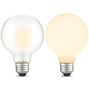 Dimmable G25/G80 Led Extra Large Globe Light Bulb E26 4W(40W Equivalent),AC120V Warm White 2700K 350LM,4 inch White Frosted Cover Oversized Round Edison Light Bulbs for Makeup Mirror,Vanity,Pack of 2