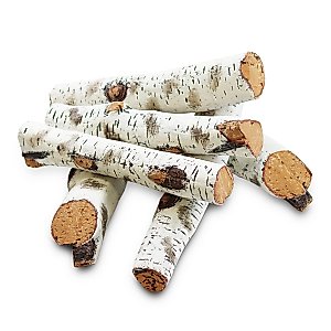 Gas Fireplace Log Set Ceramic White Birch for Indoor Insert, Vented, Propane, Electric Gas Fireplace, Linear Fire Pits Ceramic Fiber, Fireplace Decor Large Birch Logs for Smoke Hollow Grill, 6PCS