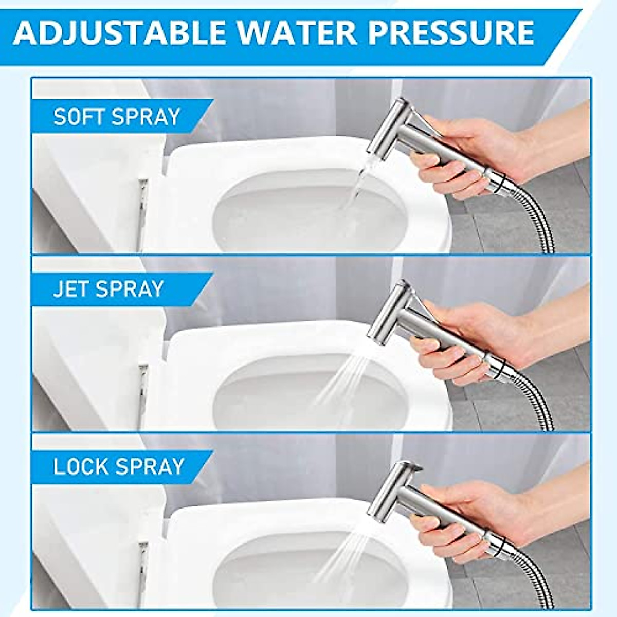 Luxury Bidet Sprayer for Toilet-Handheld Sprayer Attachment with Brass Leak Free T-Valve&Adjustable Jet Spray, Perfect for Feminine Hygiene