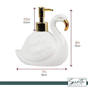 Flamingo Soap Dispenser with Pump for Bathroom or Kitchen Sink - White Swan