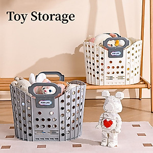 Laundry Baskets,Collapsible Versatile Organize Basket,Wall Hanging Portable Laundry Basket,With 2 Small Storage Boxes,for Family Dormitory,Clothing Toys Storage (White)