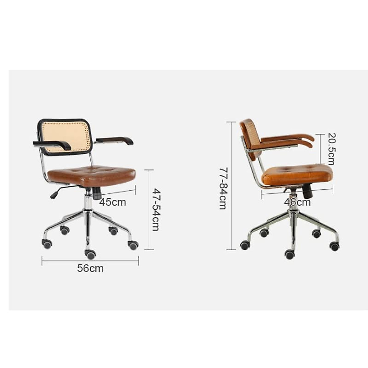 ZHAOLEI Rattan Computer Chair Retro Rotating Chair Comfortable Study Desk Seat Breathable Armrest Office Furniture