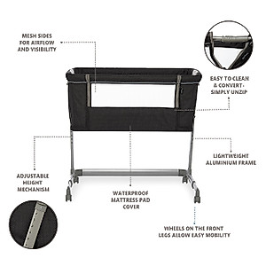 Dream On Me Waves 3-in-1 Baby Bassinet, Bedside Sleeper and -Playard, Seven Adjustable Height Position, Lightweight and Portable Bedside Bassinet, JPMA Certified