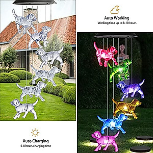 Dog Wind Chimes, Ousenone Solar Wind Chimes Color Changing Outdoor Unique Birthday Gifts for Women Gardening Gifts for mom Grandmother