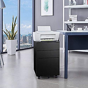 Bonnlo Black 3 Drawer File Cabinet with Lock, Rolling File Cabinet for Home Office, Locking File Cabinet Under Desk Filing Cabinet, Mobile Office Drawers Fully Extension, Assembly Required, 23.6" H