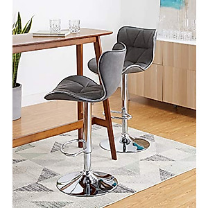 CangLong Adjustable Stool with Back, Swivel Barstools for Bar, Kitchen, Dining, Living Room and Bistro Pub, 2 pcs pack, Dark Grey