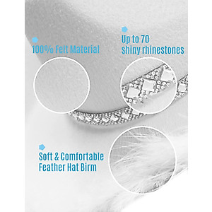 YBHOMINE Cowboy Hat with Heart Sunglasses - Cowgirl Hat with Feather Boa Brim for Women&Men,Bachelorette Party Halloween (White)