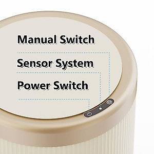 2Pack Automatic Bathroom Trash Can, Touchless Motion Sensor Garbage Can with Lid, Smart Dog Proof Trash Bin, Plastic Wastebasket for Bedroom, Office, Living Room, 2.8 Gallon+3.7 Gallon (Cream White)