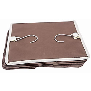 Amelitory 5 Shelf Hanging Closet Organizer Sturdy Fabric Foldable Clothes Hanging Shelves Storage Sweaters Shoes Organizer Coffee