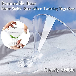 TOFLEN 40 Pack Plastic Martini Glasses 5 Oz Mini Dessert Cups with Spoons Reuasble Cocktail Shooters Clear Short Stem Shot Glasses for Party Wine, Desserts and Appetizers