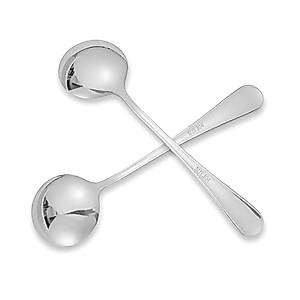 ATHBEDA Soup Spoons Set Round Spoons, 8 Pieces, 7.28 Inch, SUS304 18/8 Stainless Steel