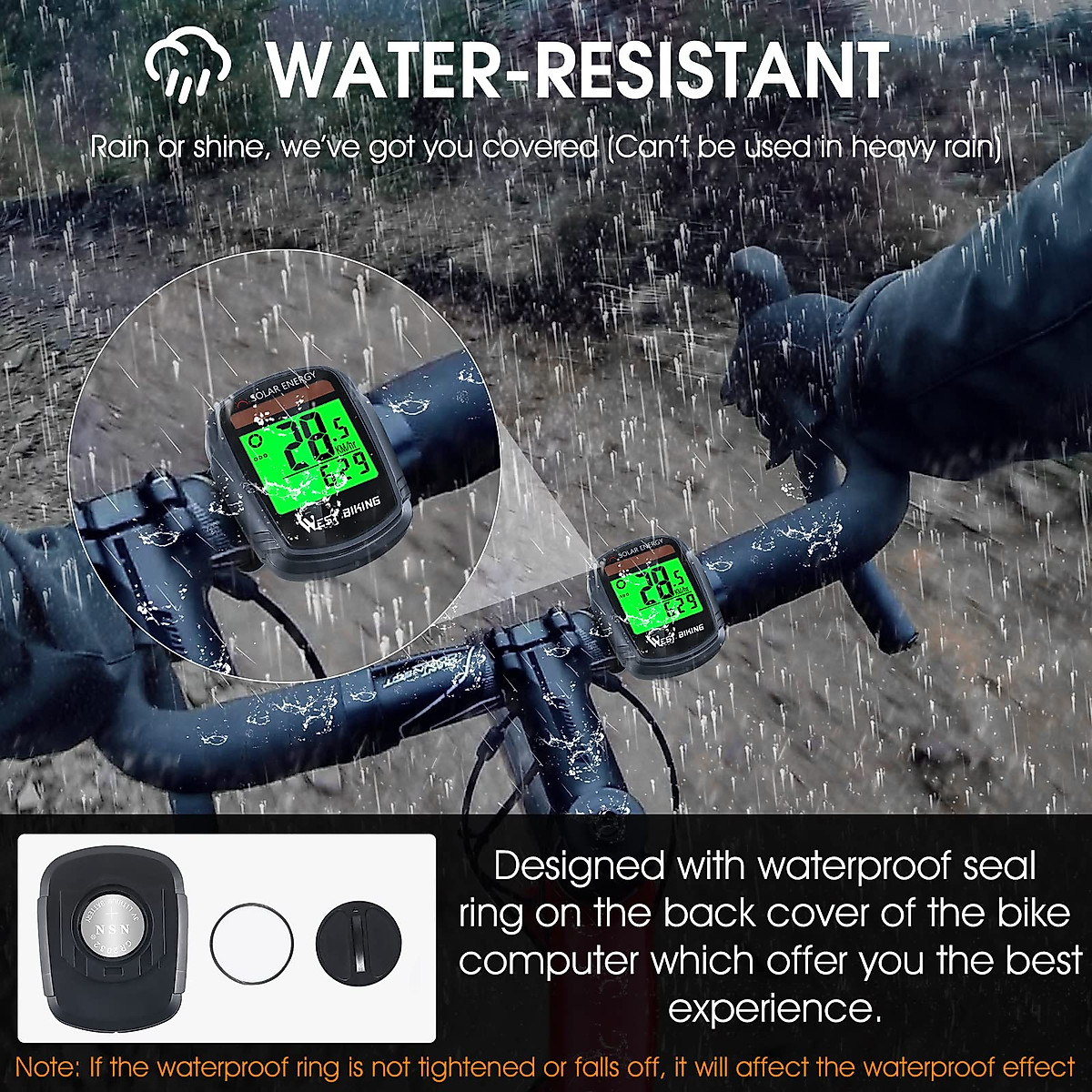Bike Computer with Solar Energy Bicycle Speedometer and Odometer Wireless Waterproof Cycling Computer LCD Backlight Automatic Wake-up & Multi-Functions