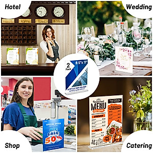Acrylic Sign Holder 8.5 x 11 Inch Vertical T Shape Display Stand Double-Sided Desktop Clear Sign Holders Paper Holder Table Menu Holders Plastic Sign Stand for Home, Office, Restaurants, Store, 2-Pack