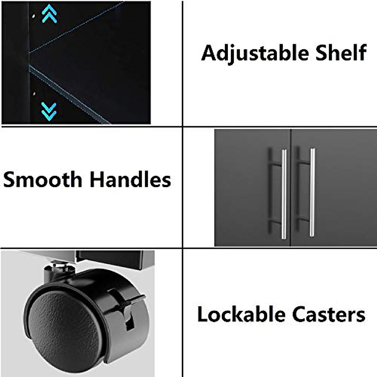 Yaheetech Mobile Printer Stand with Storage and Adjustable Shelf for Home Office Rolling Printer Stand for Desk, Wood Storage Cabinet Work Cart Cupboard Shelf on Wheels, Black