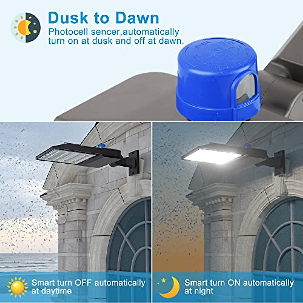 Lightdot 240W LED Parking Lot Lights Commercial (33600Lm Eqv 1000W HPS) 5000K Adjustable Arm Mount Pole Light with Dusk to Dawn Photocell, IP65 Waterproof LED Parking Lot Lights Outdoor - 2Pack