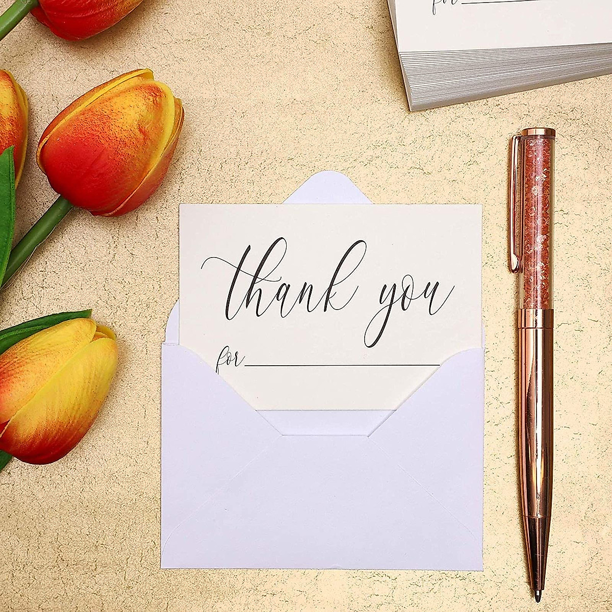 Mini Blank Thank You Gratitude Note Cards with Envelopes (3.7 x 2.5 In, 48 Pack)