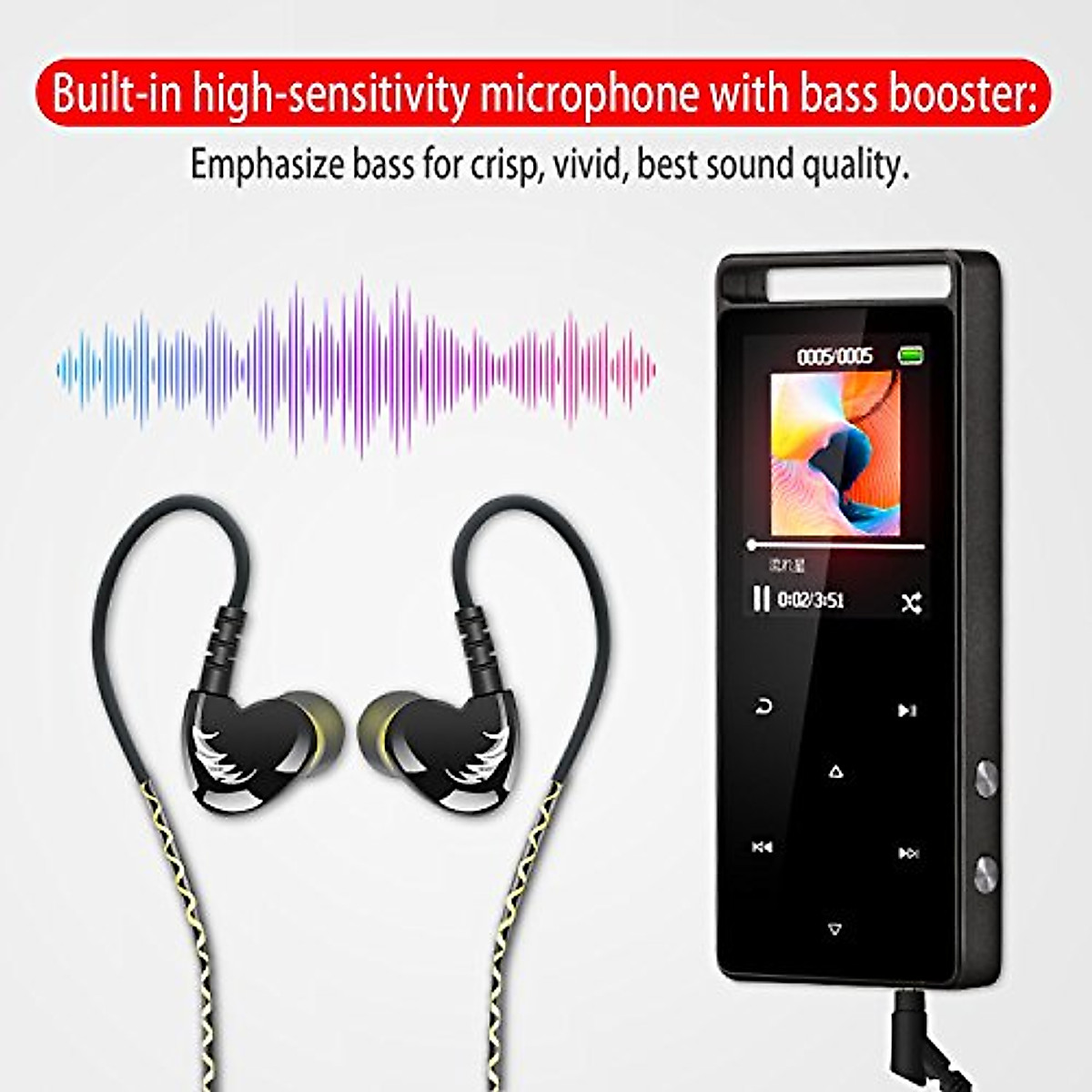 AGPTEK Over The Ear Earbuds for Running, Wrap Around Ear Wired Sports Headphones for Workout Exercise, Sweatproof in-Ear Earbuds with Mic for Cell Phones MP3 Laptop, Come with 5 Sets Silicon Ear Buds