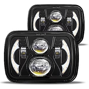 5x7 LED Headlight,JHLion Anti-glare H6054 5x7 7x6 Led Headlights,180W DOT Approved 600% Brighter w/DRL Amber Turn Signal Hi/Low Sealed Beam Compatible with Jeep Cherokee XJ Wrangler YJ GMC Comanche MJ